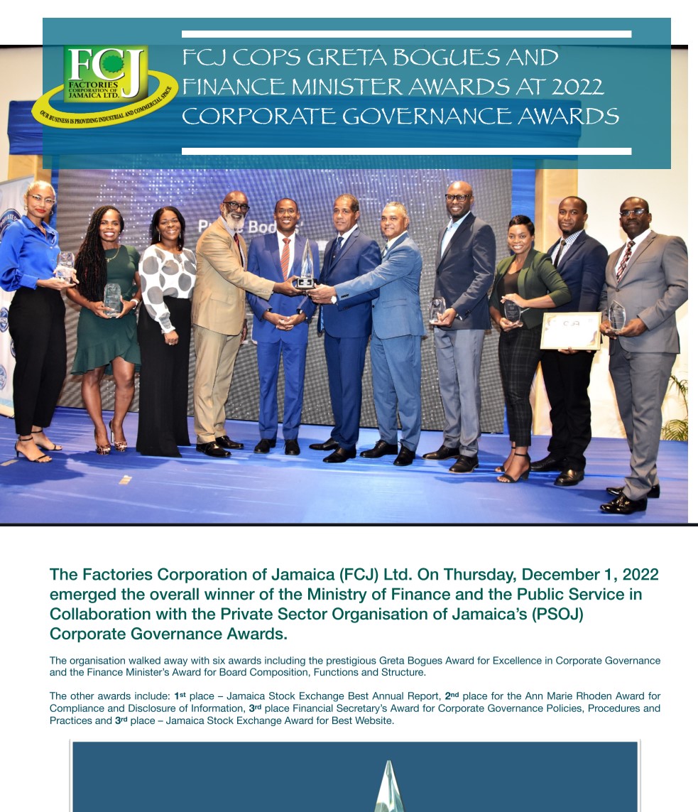 FCJ News Awards – Factories Corporation of Jamaica